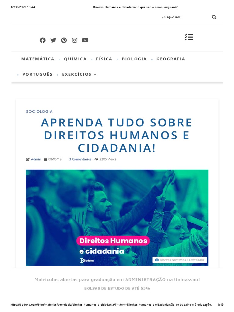 Direitos Humanos e Cidadania - o Que São e Como Surgiram | PDF ...