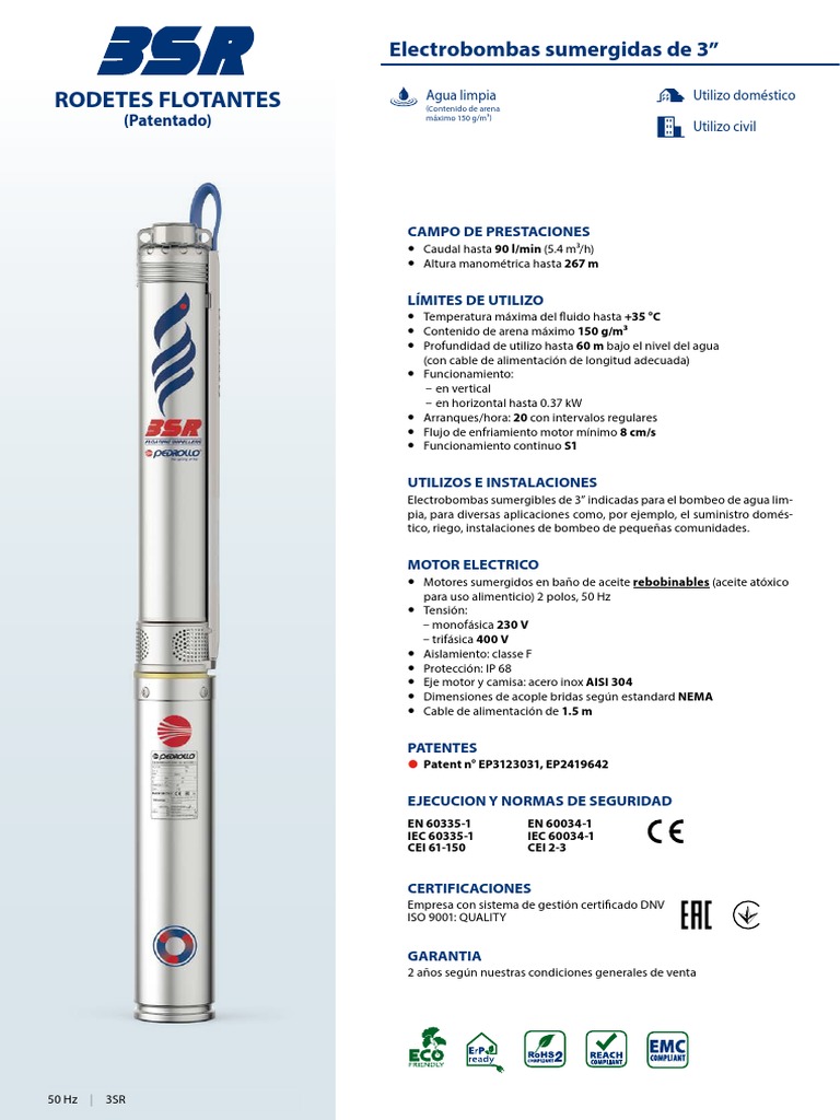 3SR ES 50Hz | PDF | Mecanica clasica | Ingenieria Eléctrica