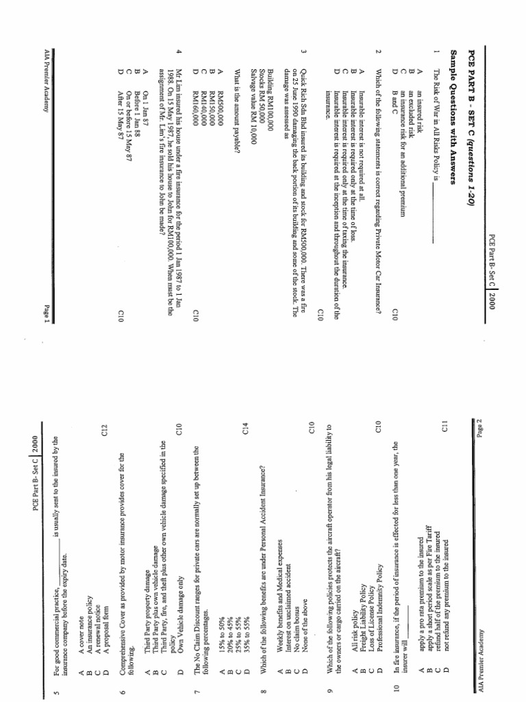 PCE B Exam Paper Set C & D | PDF