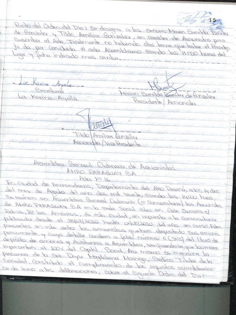 Acta de Asamblea Libro 2020 | PDF