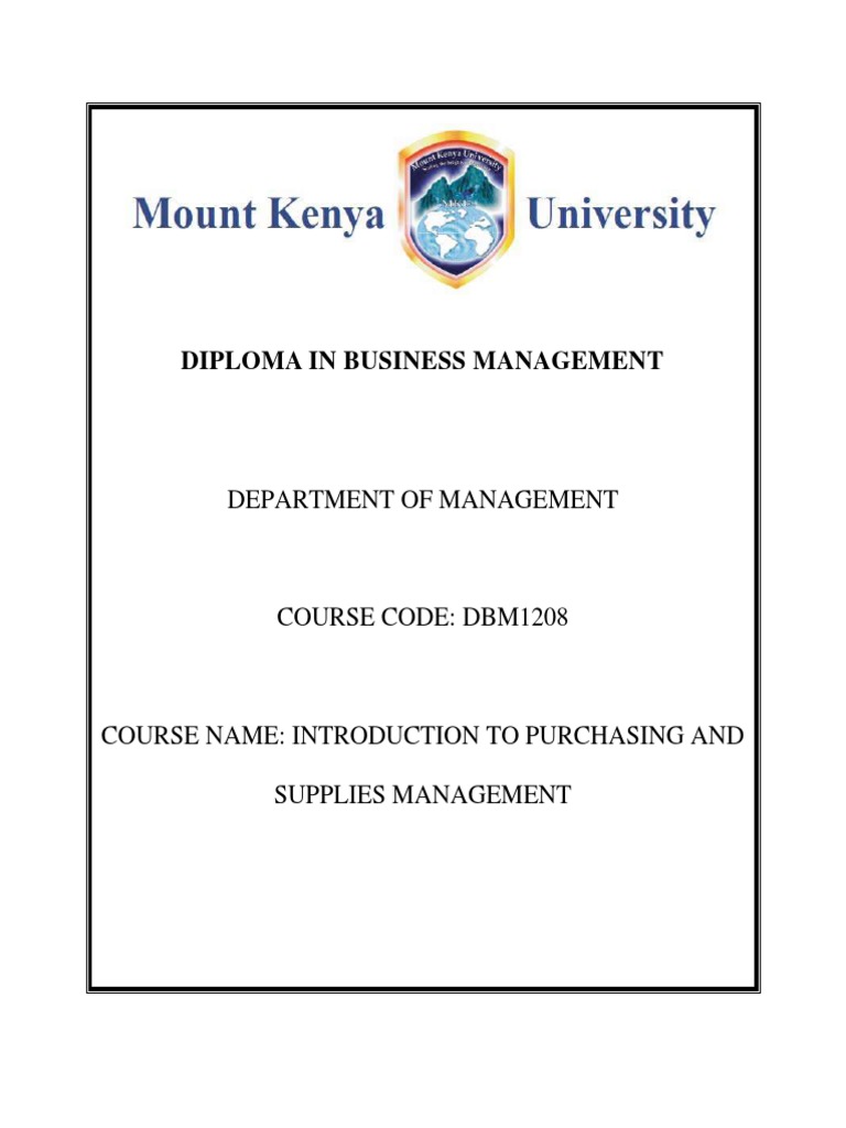 DBM1208 Introduction To Purchasing and Supplies | Download Free PDF | Procurement ...