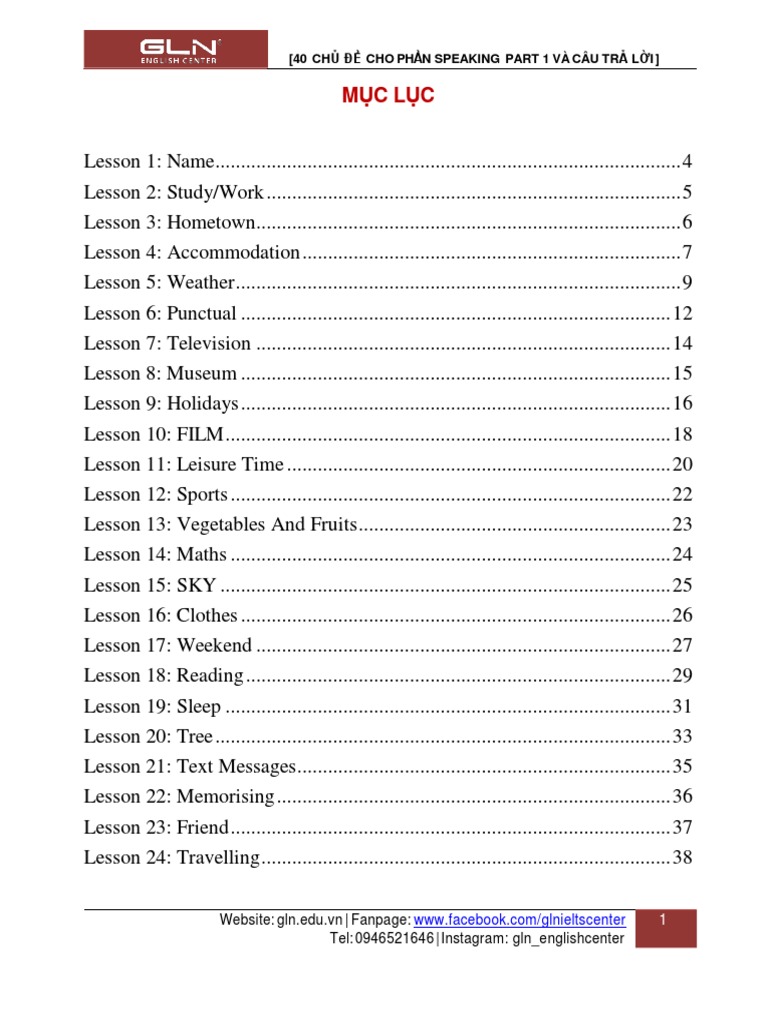 Gln Sharing 40 Chủ Đề Ielts Speaking Part 1 | PDF | Room | Greenhouse Effect