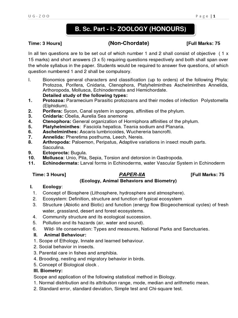 UG SYLLABUS-ZOO | PDF | Endocrine System | Endocrinology