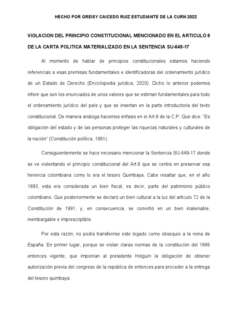 ANALISIS DEL PRINCIPIO CONSTITUCIONAL DEL ARTICULO 8 DE LA CARTA ...
