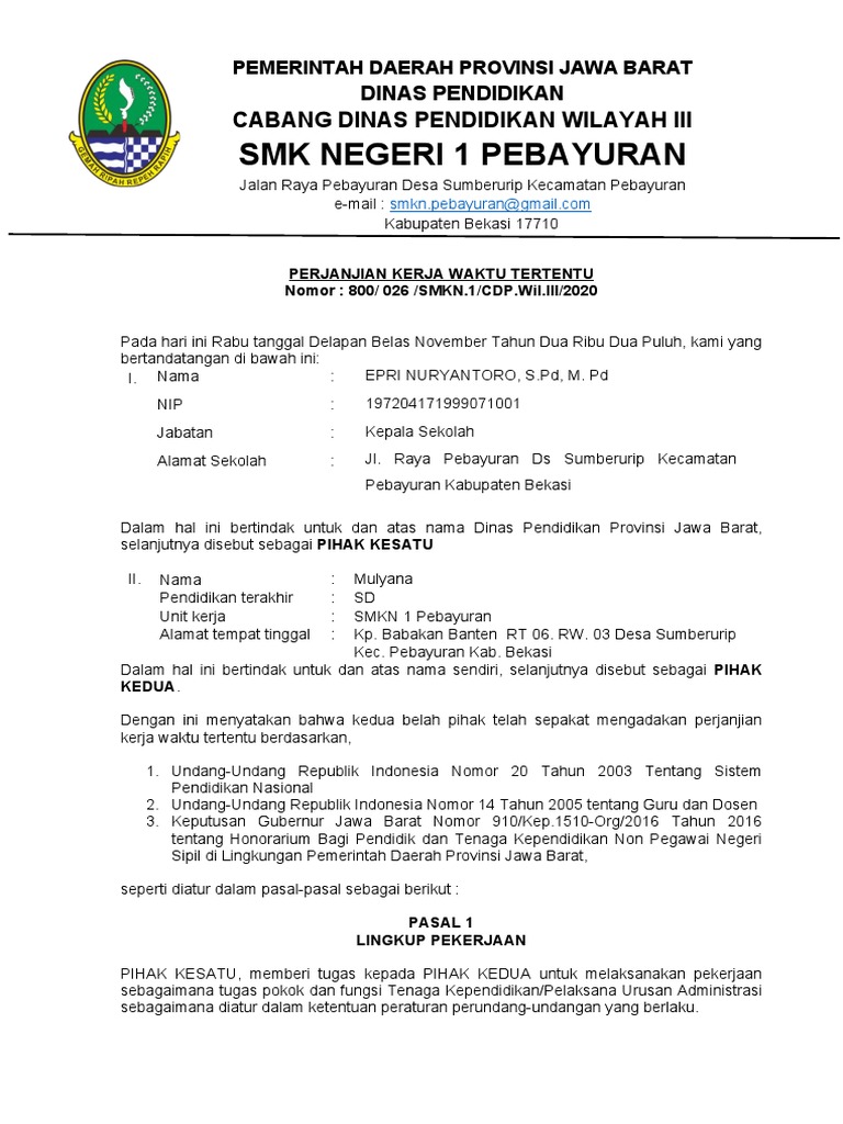 Perjanjian Kerja Tu 2021 Revisi | PDF | Pengelolaan Keuangan & Uang