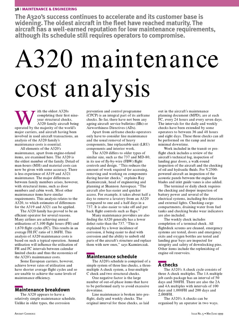 A320 Maintenance Cost Analysis | PDF | Transport | Vehicles