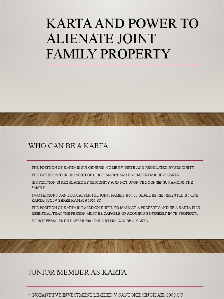 Karta and Power To Alienate Joint Family Property | PDF | Property ...