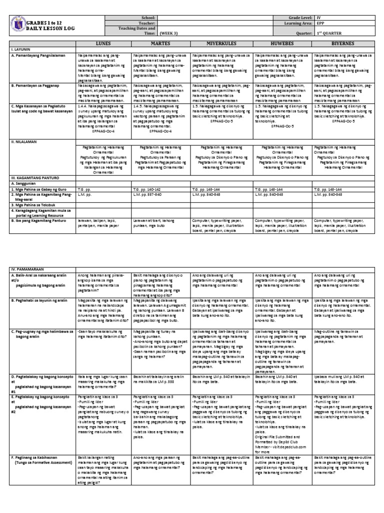 DLL - Epp 4 - Q1 - W3 | PDF