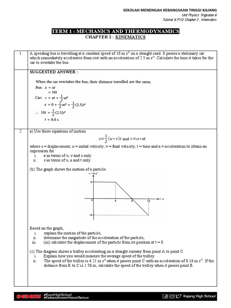 CHAPTER 2 Answer | PDF | Acceleration | Velocity