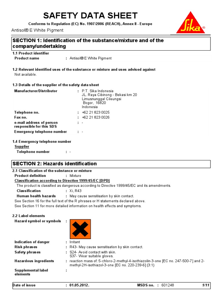 Antisol E White Pigment ENG | PDF | Toxicity | Firefighting