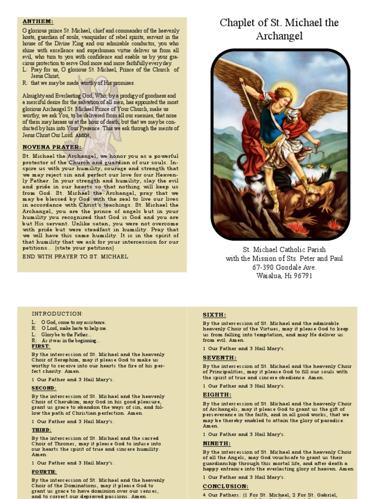 St. Michael Chaplet Prayer Guide | PDF | Michael (Archangel) | Lord's ...