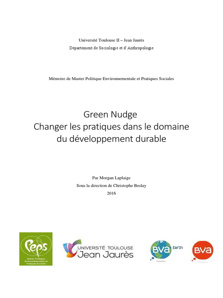 Green Nudge Changer Les Pratiques Dans L | PDF | Développement durable ...