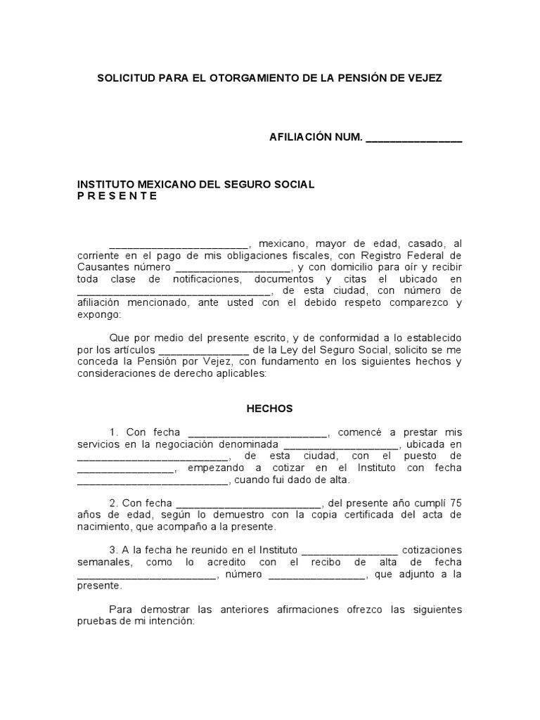 Solicitud para El Otorgamiento de La Pensión de Vejez | PDF | Pensión | Certificado de nacimiento