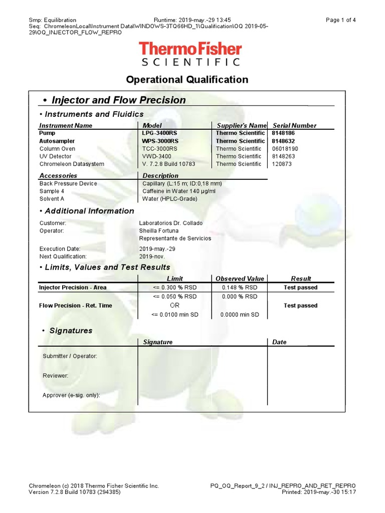 Operational Qualification - Injector and Flow Precision | PDF | Chemistry