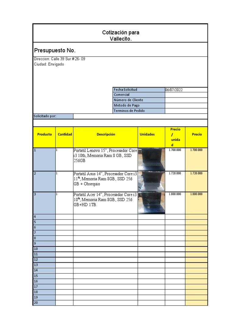 Formato Cotización Word | PDF