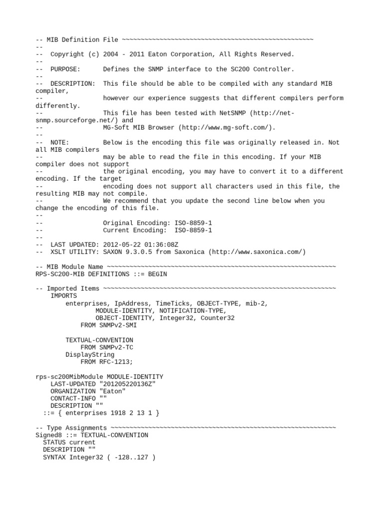 RPS SC200 Mib | PDF | Ip Address | Rectifier