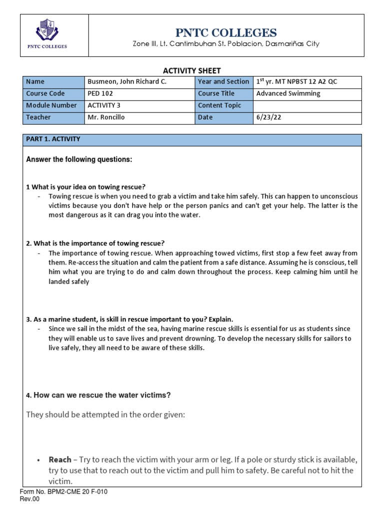 PNTC Colleges: Activity Sheet | PDF