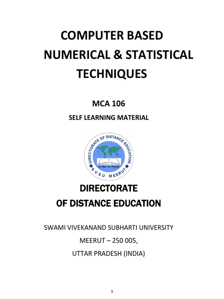 Computer Based Numerical & Statistical Techniques (MCA - 106) | PDF | Numerical Analysis ...