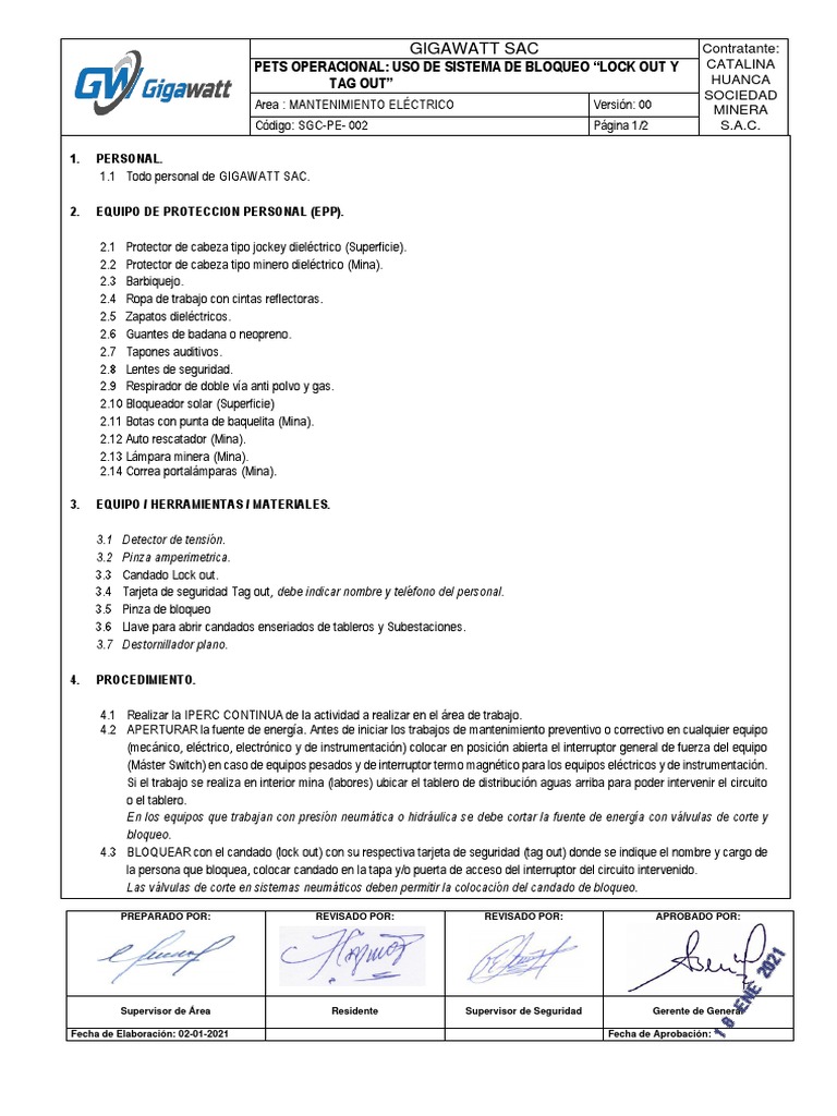 Uso del Sistema Lockout en Mantenimiento | PDF | Electricidad