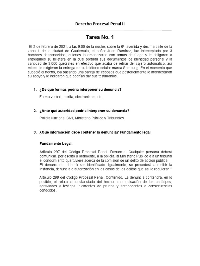 La Denuncia - Derecho Procesal Penal | PDF | Guatemala | Procedimiento ... La Denuncia - Derecho Procesal Penal | PDF | Guatemala | Procedimiento ...