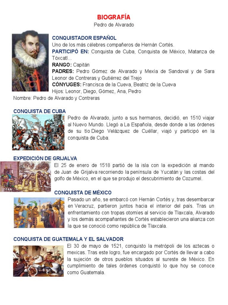 Biografía de Pedro de Alvarado | PDF | Historia