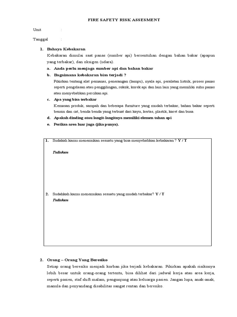 Fire Safety Risk Assesment | PDF