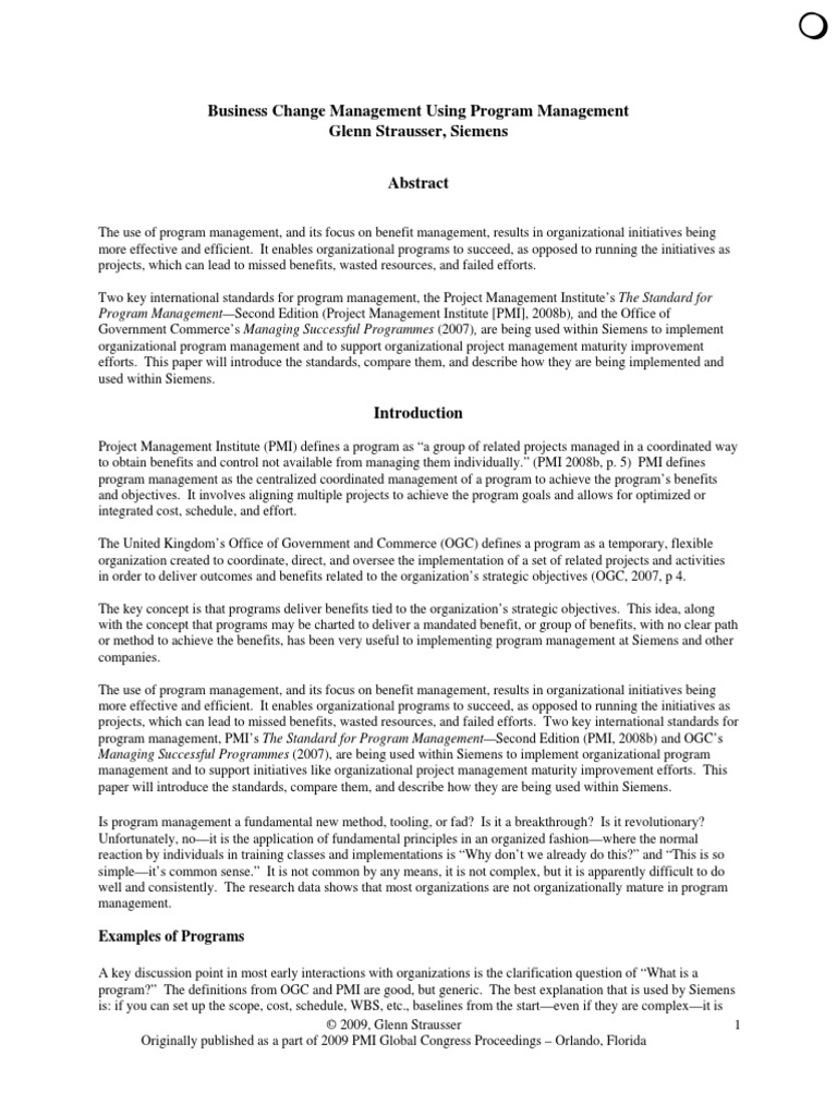 Accelerating Organizational Project Management Maturity at Siemens | PDF | Project Management ...