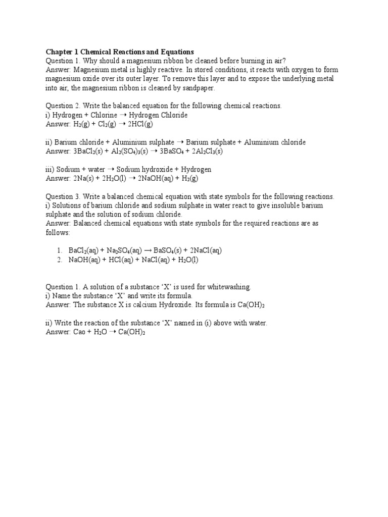 KSEEB Class 10 Science: Chemical Reactions | PDF | Acid | Redox