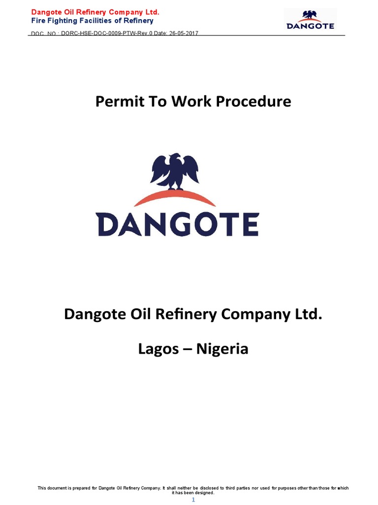 DORC PTW Procedure 1-6-17 | PDF | Occupational Safety And Health | Safety