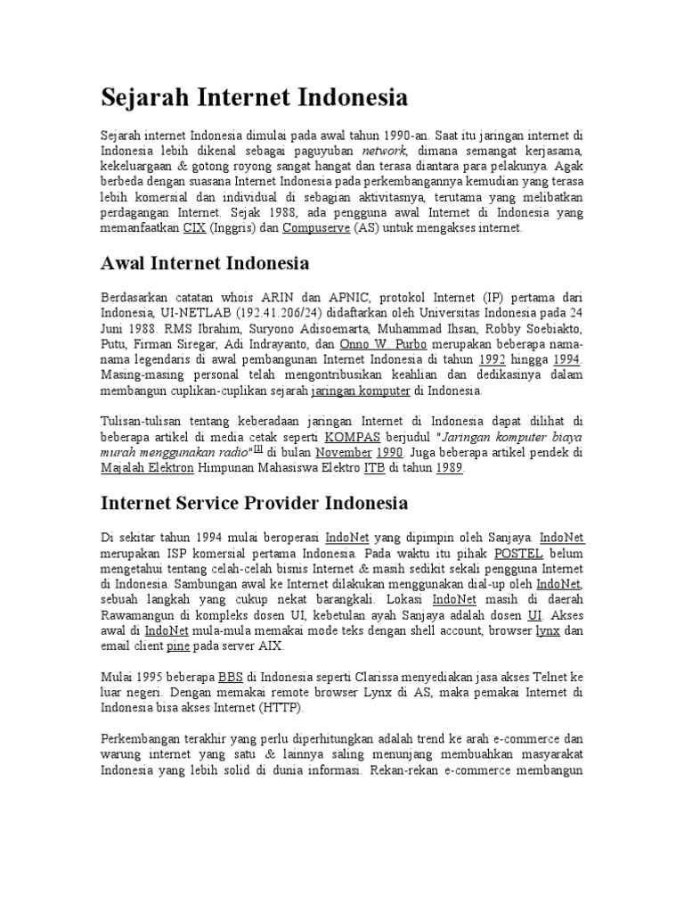 Sejarah Internet Indonesia | PDF