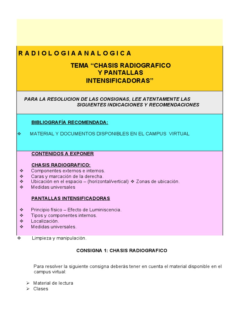Chasis Radiografico Nicolas Bacigaluppe | PDF | Rayo X | Ligero