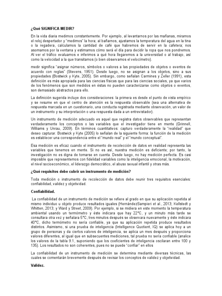 Qué SIGNIFICA MEDIR | PDF | Validez (Estadísticas) | Medición