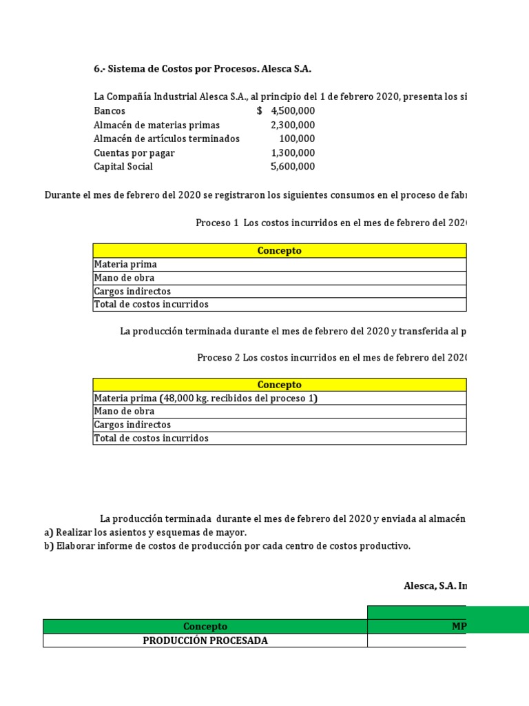 Actividad 6. Sistema de Costos Por Procesos | PDF | Economias