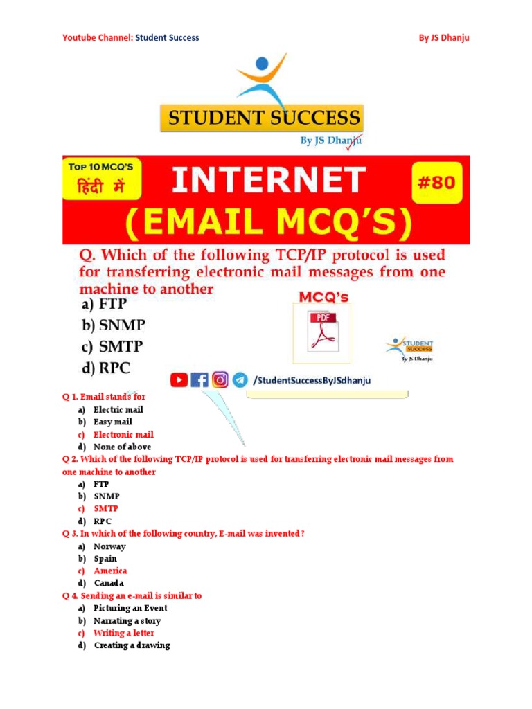 Email MCQ Questions | PDF | Technology & Engineering