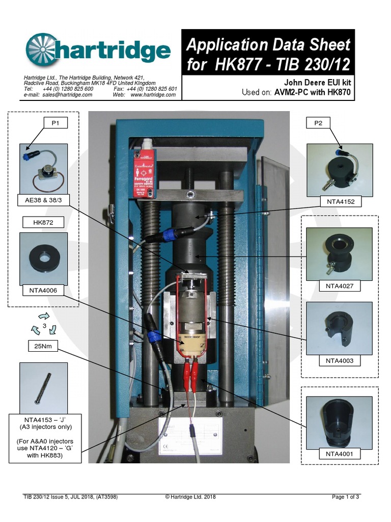 Application Data Sheet For HK877 - TIB 230/12: Used On: AVM2-PC With ...