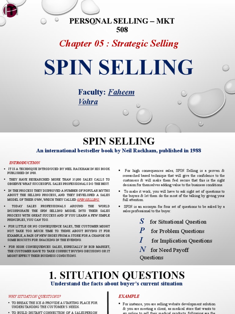 5th Chapter - Strategic Selling (SPIN Selling Value Selling) - For ...
