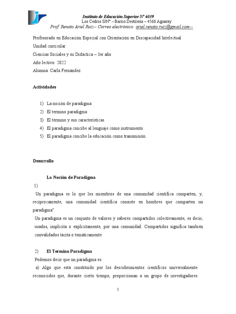 El paradigma tradicional de la educación como transmisión de ...