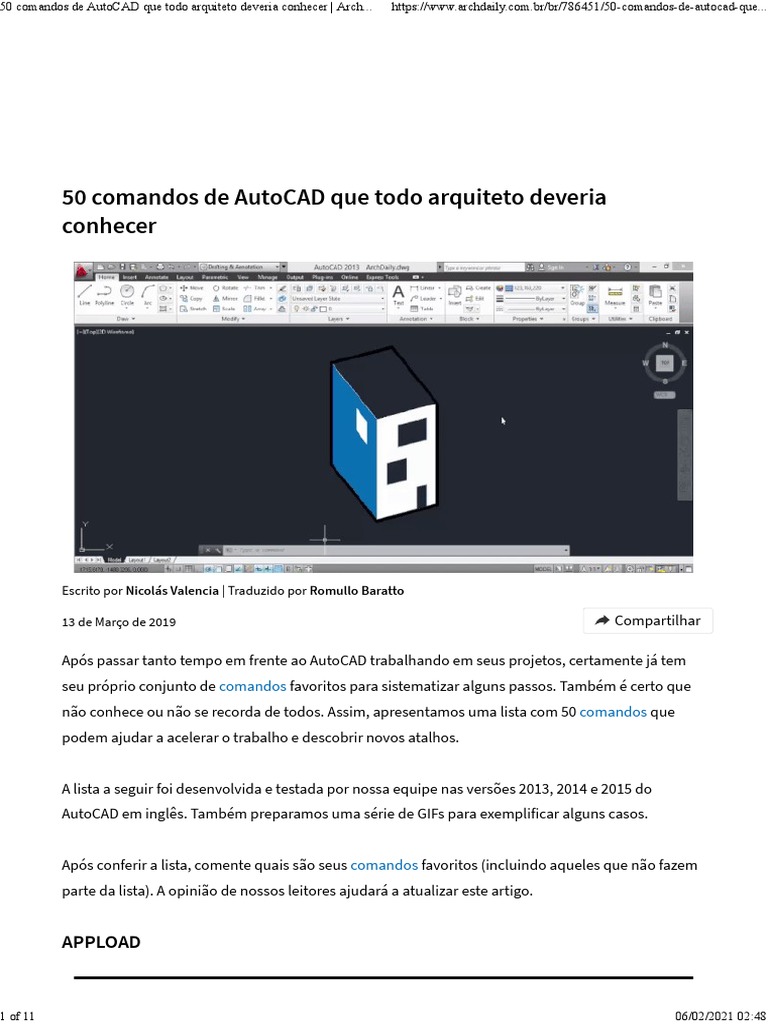 50 comandos essenciais do AutoCAD para arquitetos | PDF | Auto Cad ...