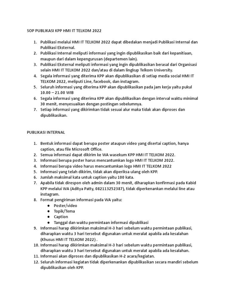 Sop Publikasi Media Bidang KPP 2022 | PDF | Komputer | Teknologi & Rekayasa