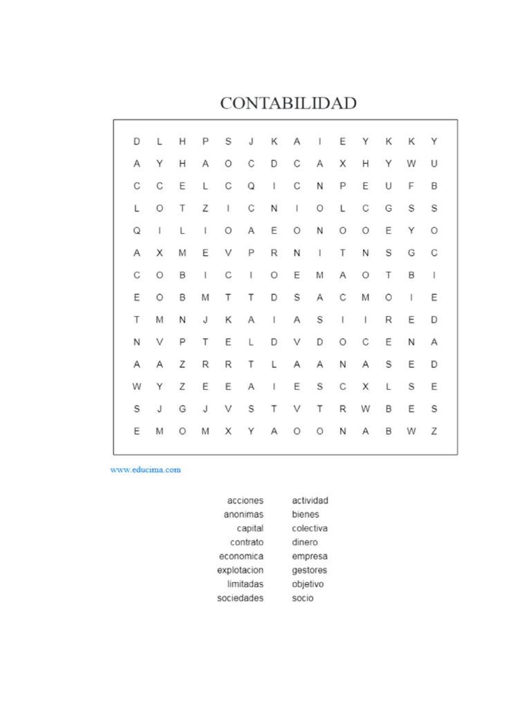 Contabilidad Sopa de Letras | PDF