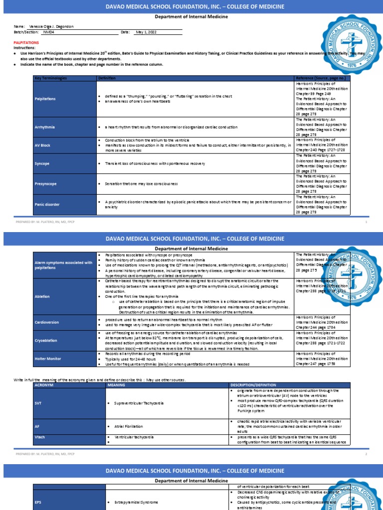 Approach To Patient With PALPITATIONS | PDF | Cardiac Arrest | Heart
