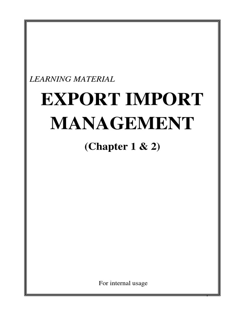 Export Import Management: (Chapter 1 & 2) | PDF | License | Royalty Payment