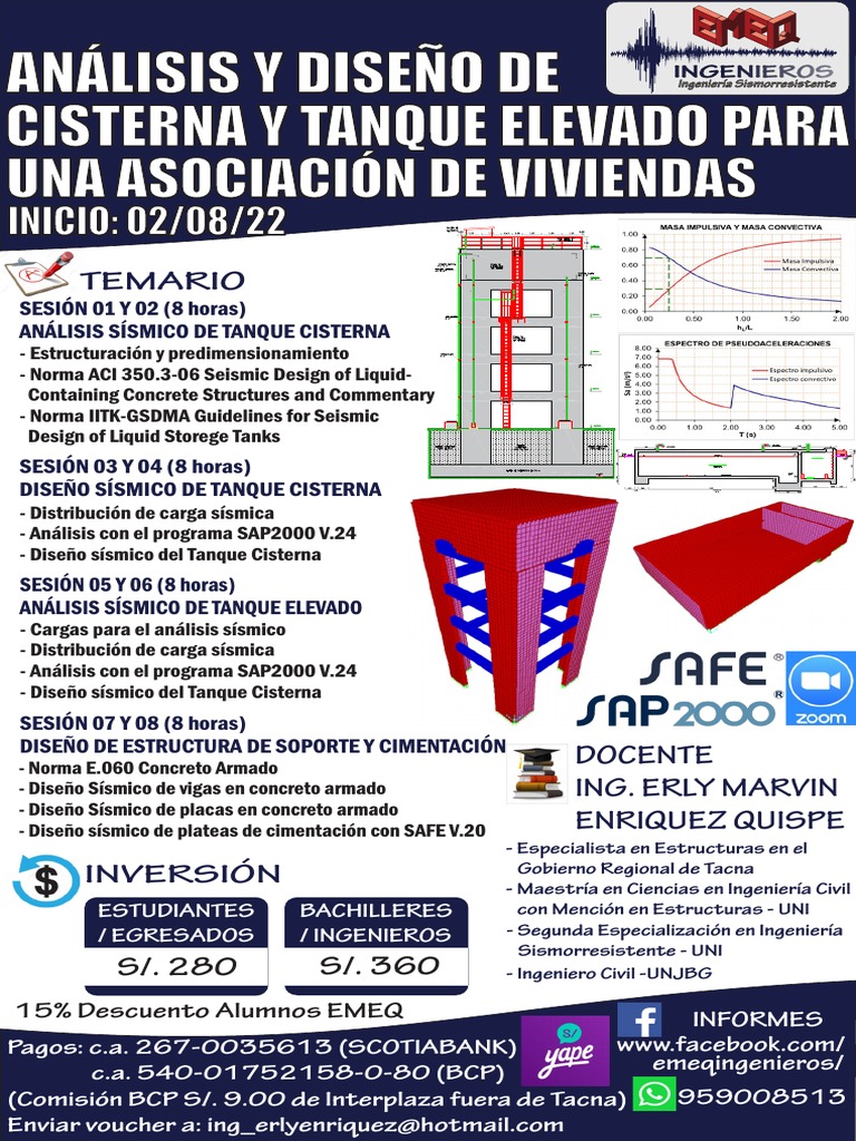 Análisis y Diseño Sísmico de Cisterna y Tanque Elevado | PDF | Tanques | Hormigón