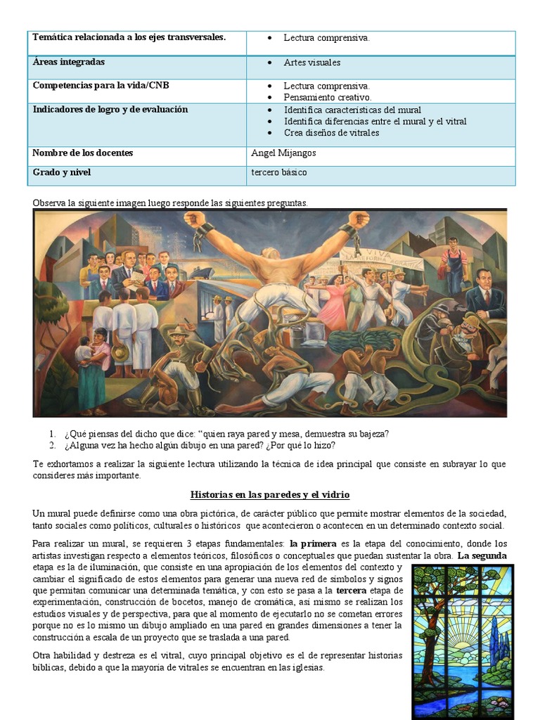 Guía No.1 Tercero Básico 4 Uni. Artes | PDF | Dibujo | Comprensión lectora