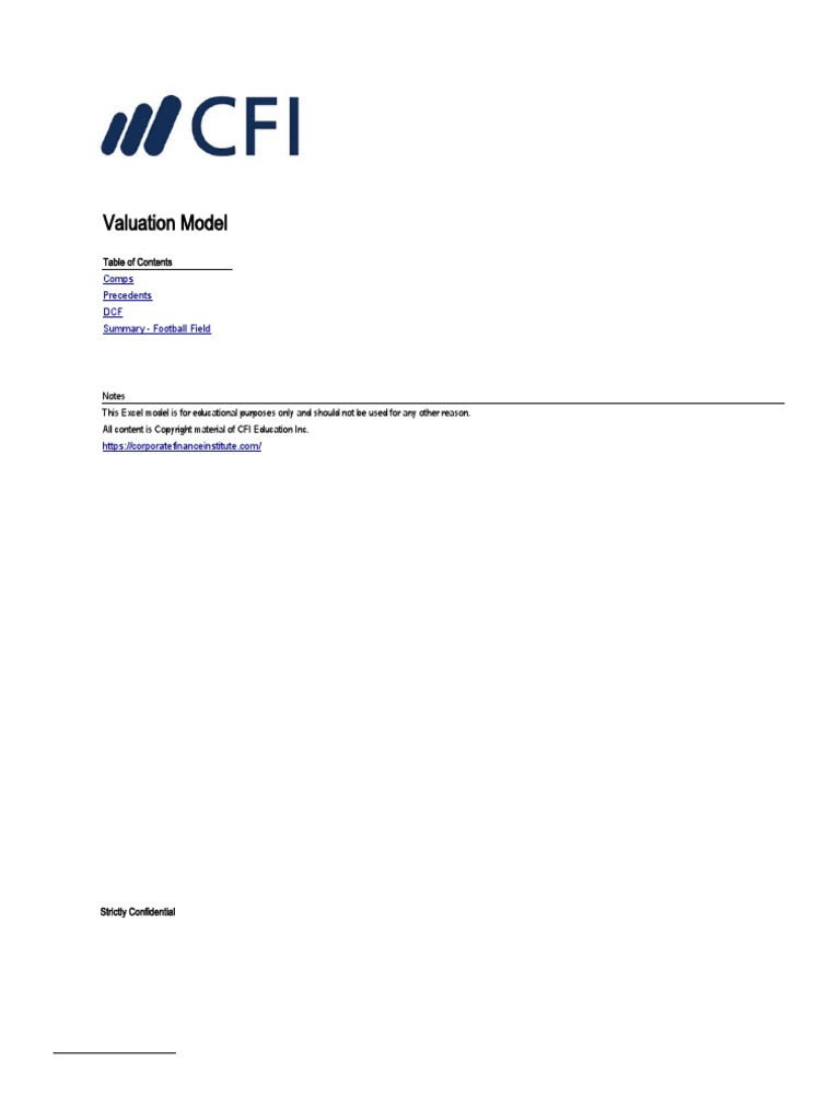 Valuation Model - Comps, Precedents, DCF, Football Field - Blank | PDF ...
