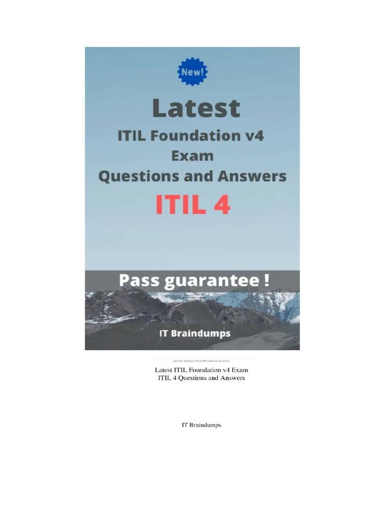 Latest ITIL V4 Exam Questions and Answers | PDF