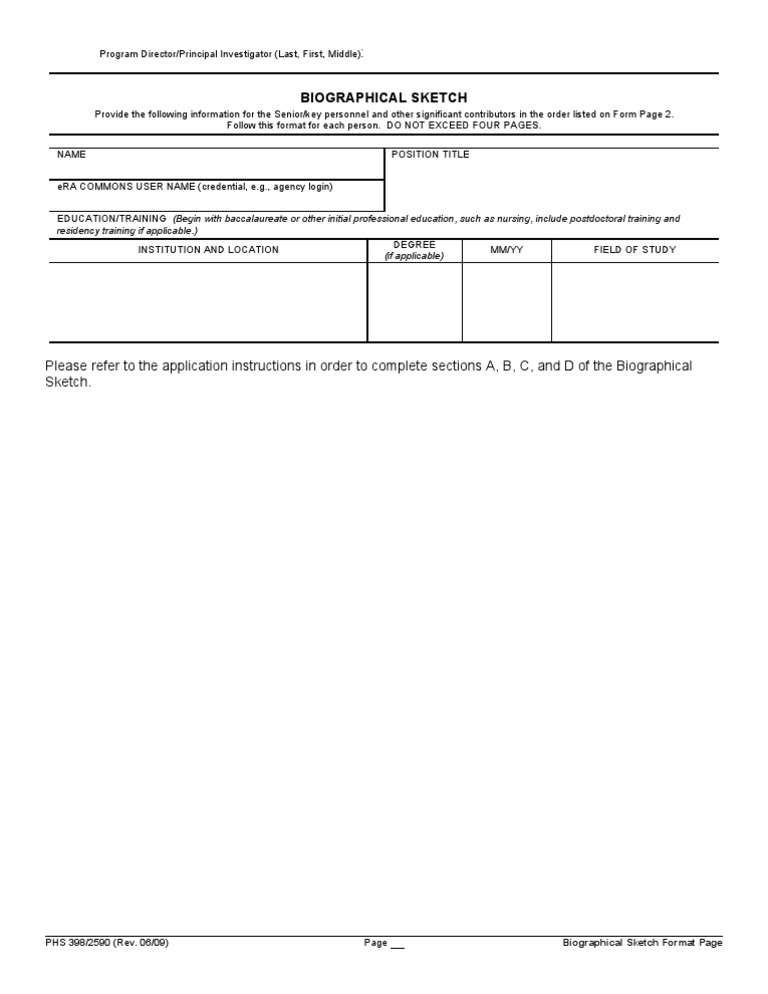 Biographical Sketch Format Guide | PDF