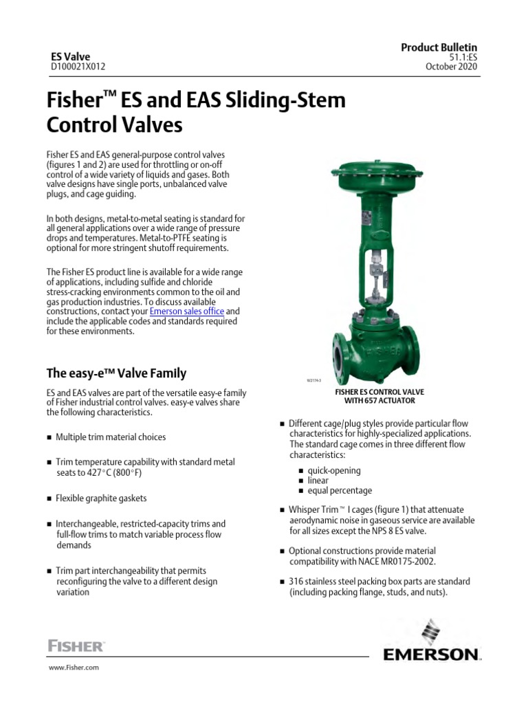 Fisher ES and EAS Sliding - Stem Control Valves: ES Valve Product ...
