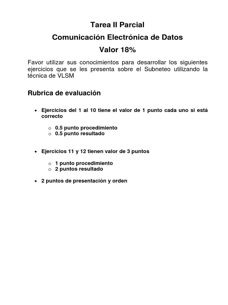 Ejercicios VLSM | PDF | Protocolos de internet | Transmisión de datos