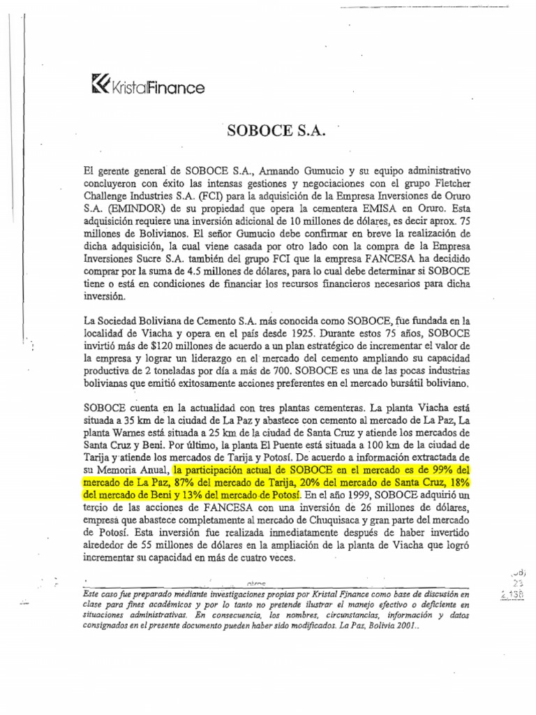 Caso Soboce Sa | PDF | Bolivia | Business